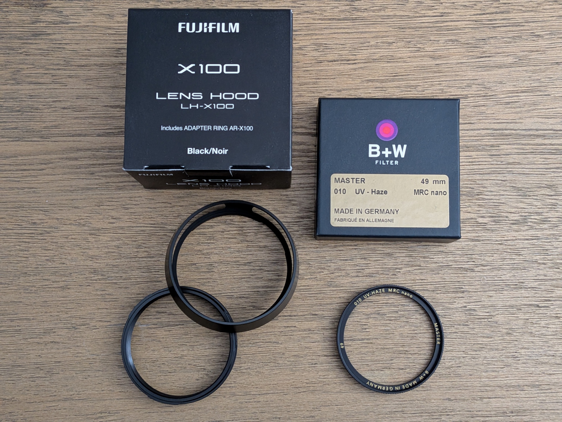 FS: Fujifilm LH-X100 Hood with AR-X100 Adapter Ring and B+W UV 49 mm ...