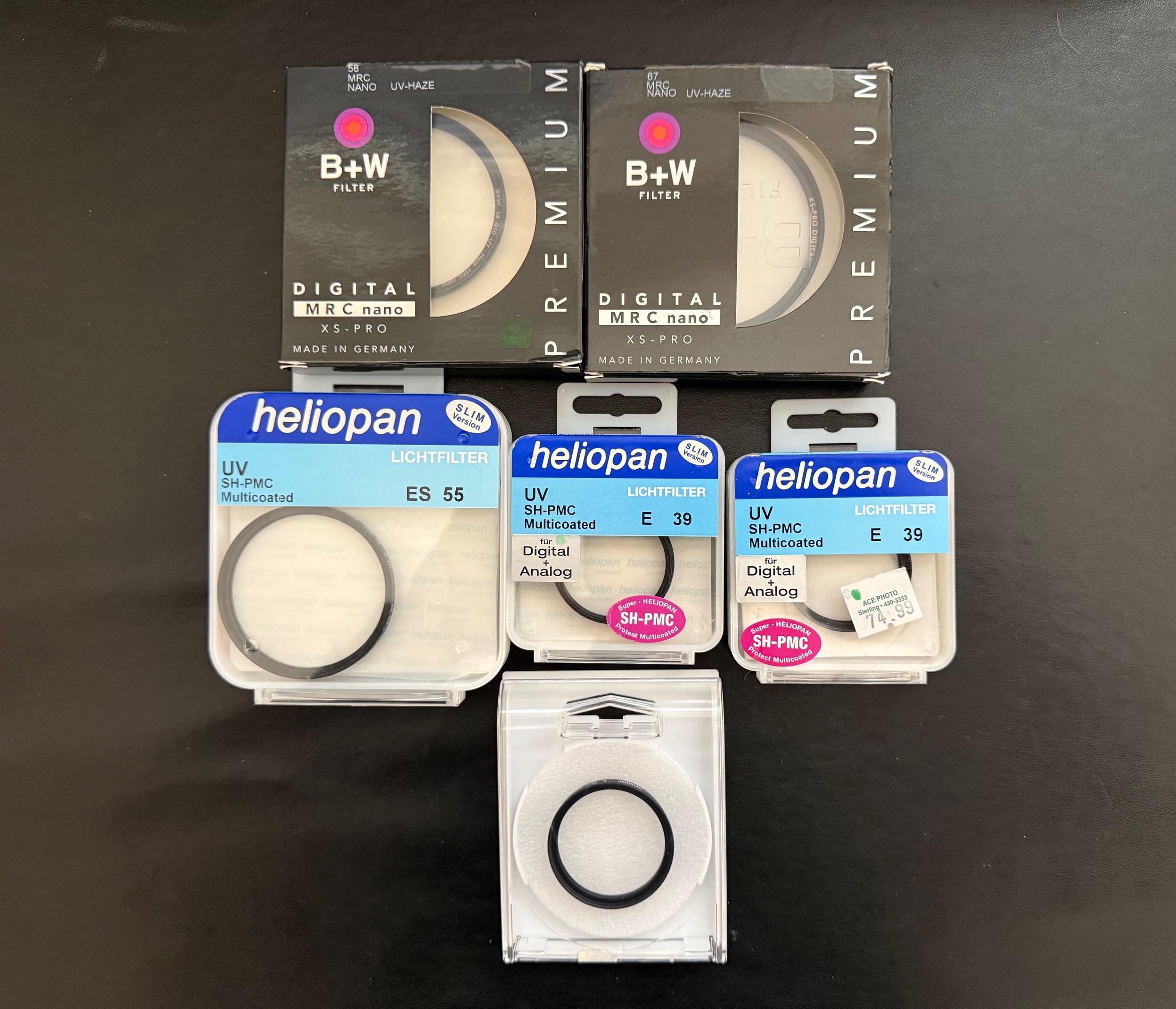 FS: B+W and Heliopan SH-PMC 55mm Brass UV Multicoated filters, NEW in ...